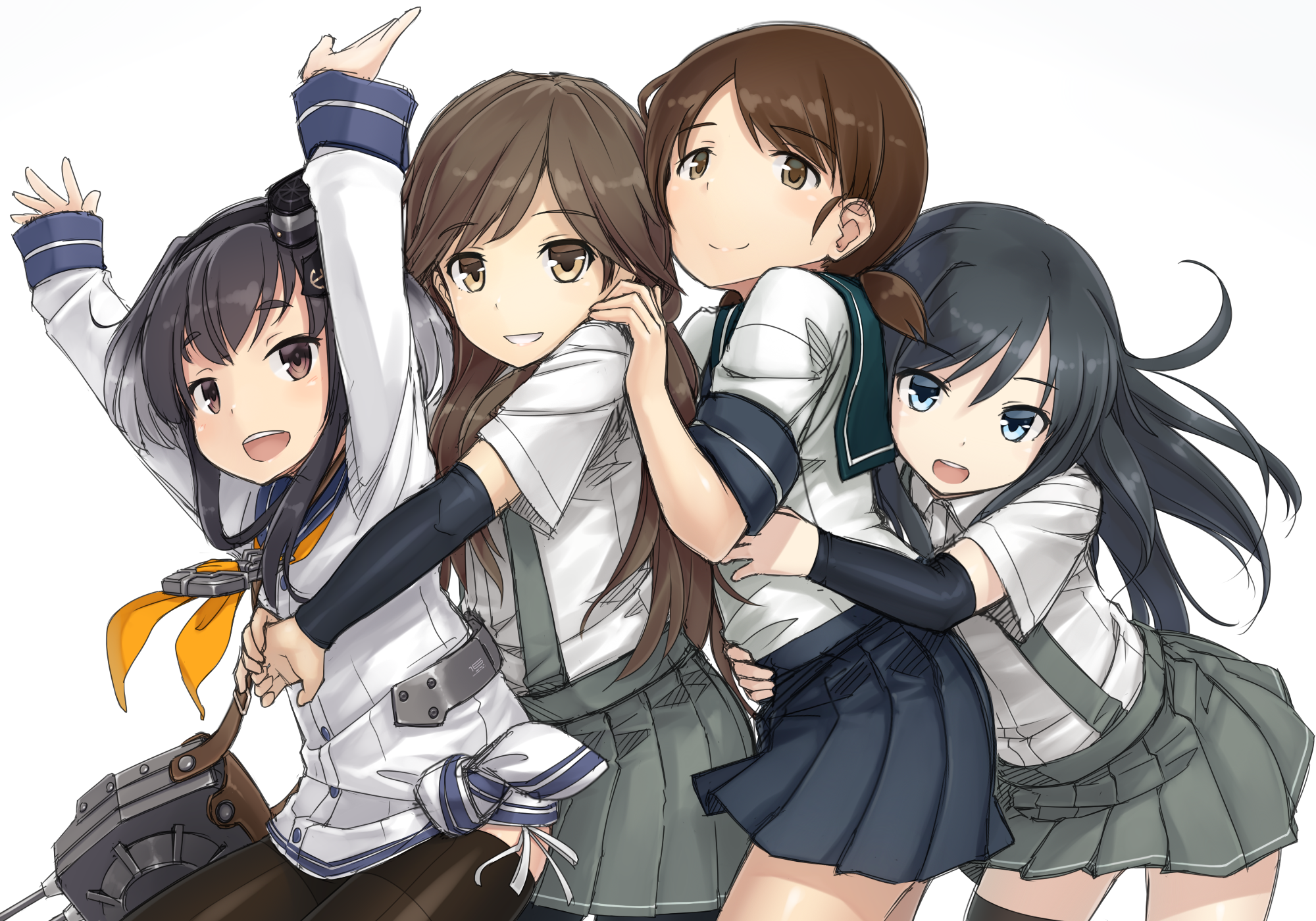 Safebooru - 4girls arashio (kantai collection) arm warmers asashio (kantai collection) black ...